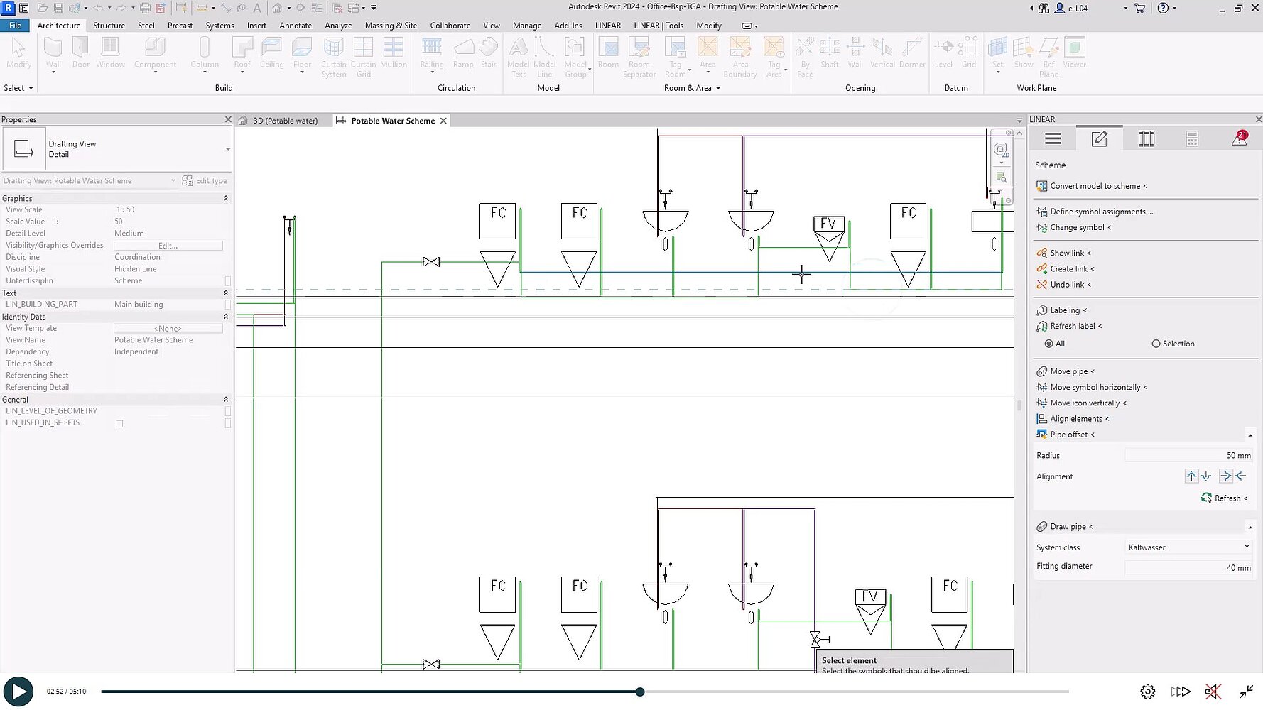 E-learning course on the new schematic design in Revit: LINEAR