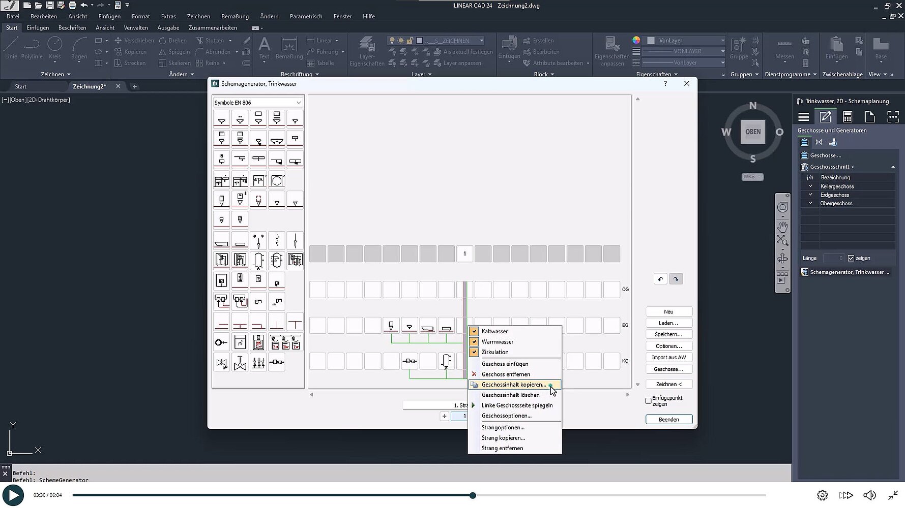 E-Learning-Kurs zum Schemagenerator in AutoCAD: LINEAR